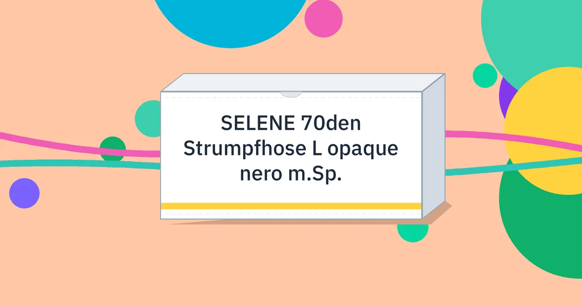 Symbolbild: Packung mit der Aufschrift SELENE 70den Strumpfhose L opaque nero m.Sp. (PZN 16173814) – Verfügbarkeit und Bezug in Apotheken in Frankfurt am Main