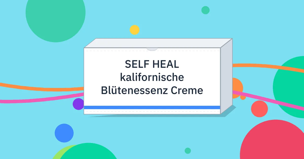 Symbolbild: Packung mit der Aufschrift SELF HEAL kalifornische Blütenessenz Creme (PZN 10399428) – Verfügbarkeit und Bezug in Apotheken in Frankfurt am Main