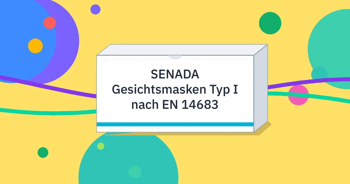 Symbolbild: Packung mit der Aufschrift SENADA Gesichtsmasken Typ I nach EN 14683 (PZN 17877629) – Verfügbarkeit und Bezug in Apotheken in Frankfurt am Main