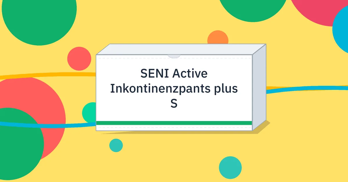 Symbolbild: Packung mit der Aufschrift SENI Active Inkontinenzpants plus S (PZN 10134411) – Verfügbarkeit und Bezug in Apotheken in Frankfurt am Main
