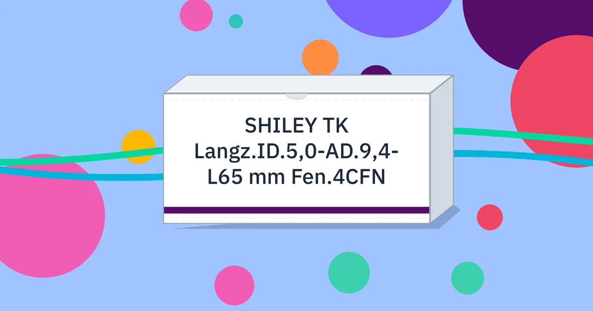Symbolbild: Packung mit der Aufschrift SHILEY TK Langz.ID.5,0-AD.9,4-L65 mm Fen.4CFN (PZN 03380339) – Verfügbarkeit und Bezug in Apotheken in Frankfurt am Main