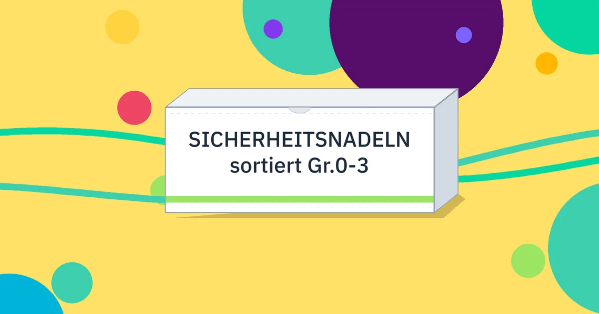 Symbolbild: Packung mit der Aufschrift SICHERHEITSNADELN sortiert Gr.0-3 (PZN 01736341) – Verfügbarkeit und Bezug in Apotheken in Frankfurt am Main