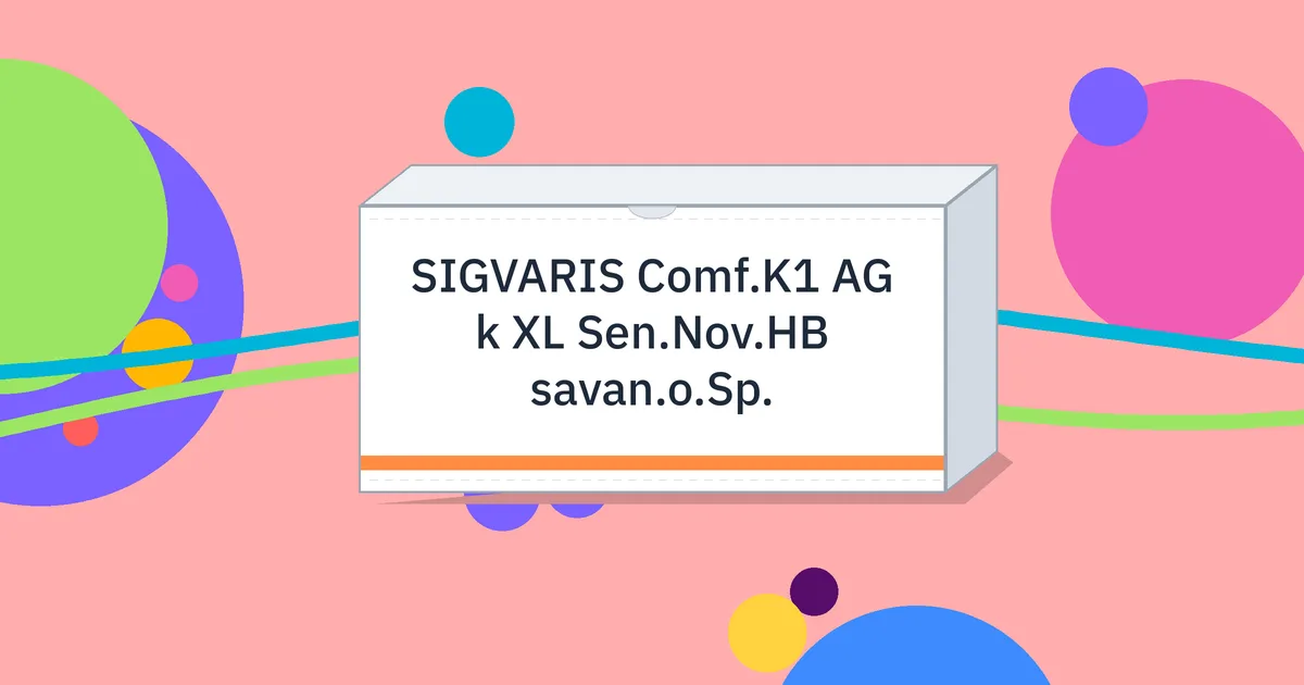 Symbolbild: Packung mit der Aufschrift SIGVARIS Comf.K1 AG k XL Sen.Nov.HB savan.o.Sp. (PZN 17103141) – Verfügbarkeit und Bezug in Apotheken in Frankfurt am Main