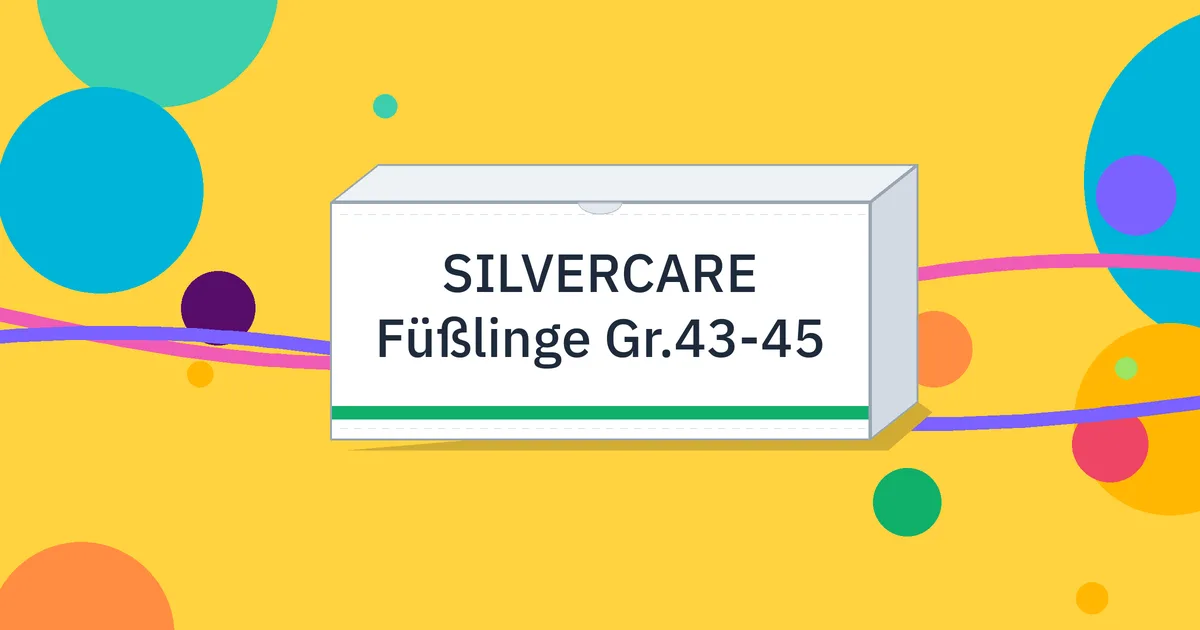 Symbolbild: Packung mit der Aufschrift SILVERCARE Füßlinge Gr.43-45 (PZN 06718431) – Verfügbarkeit und Bezug in Apotheken in Frankfurt am Main