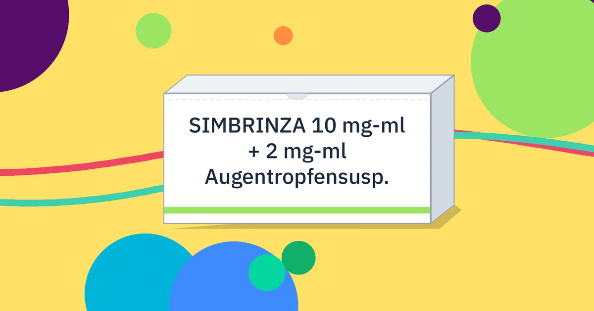 Symbolbild: Packung mit der Aufschrift SIMBRINZA 10 mg-ml + 2 mg-ml Augentropfensusp. (PZN 10784592) – Verfügbarkeit und Bezug in Apotheken in Frankfurt am Main