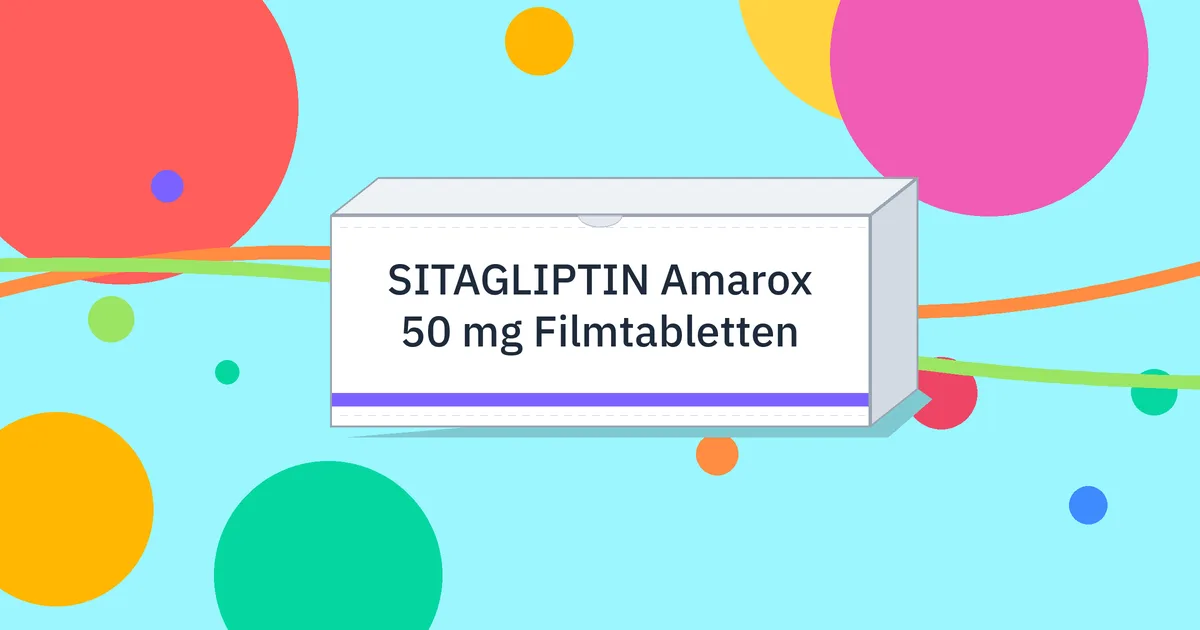 Symbolbild: Packung mit der Aufschrift SITAGLIPTIN Amarox 50 mg Filmtabletten (PZN 16804901) – Verfügbarkeit und Bezug in Apotheken in Frankfurt am Main