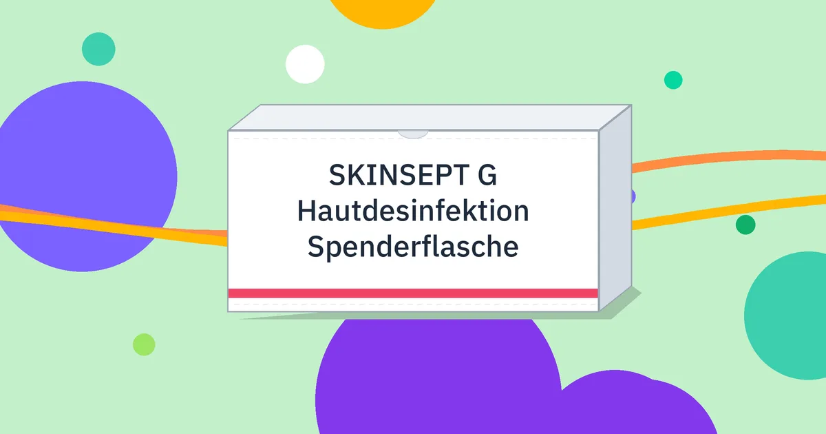 Symbolbild: Packung mit der Aufschrift SKINSEPT G Hautdesinfektion Spenderflasche (PZN 07153155) – Verfügbarkeit und Bezug in Apotheken in Frankfurt am Main