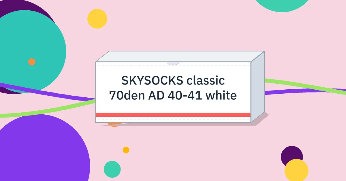 Symbolbild: Packung mit der Aufschrift SKYSOCKS classic 70den AD 40-41 white (PZN 18897574) – Verfügbarkeit und Bezug in Apotheken in Frankfurt am Main