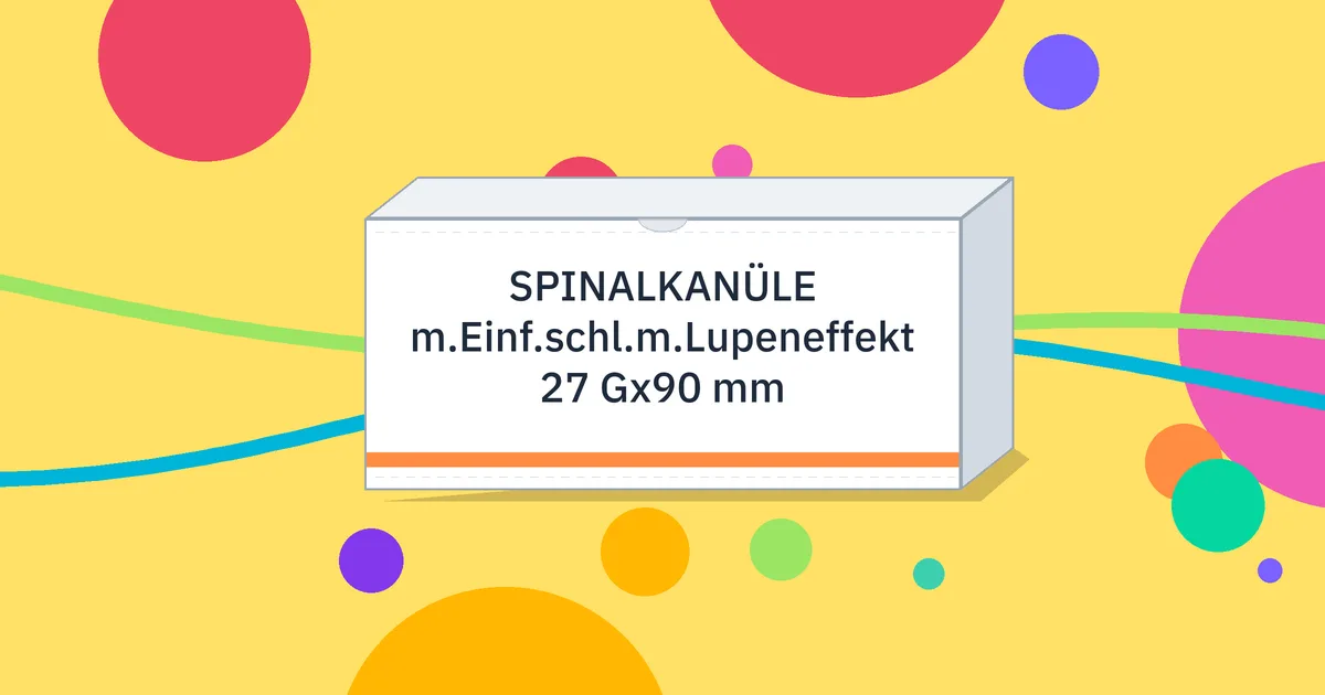 Symbolbild: Packung mit der Aufschrift SPINALKANÜLE m.Einf.schl.m.Lupeneffekt 27 Gx90 mm (PZN 03949963) – Verfügbarkeit und Bezug in Apotheken in Frankfurt am Main
