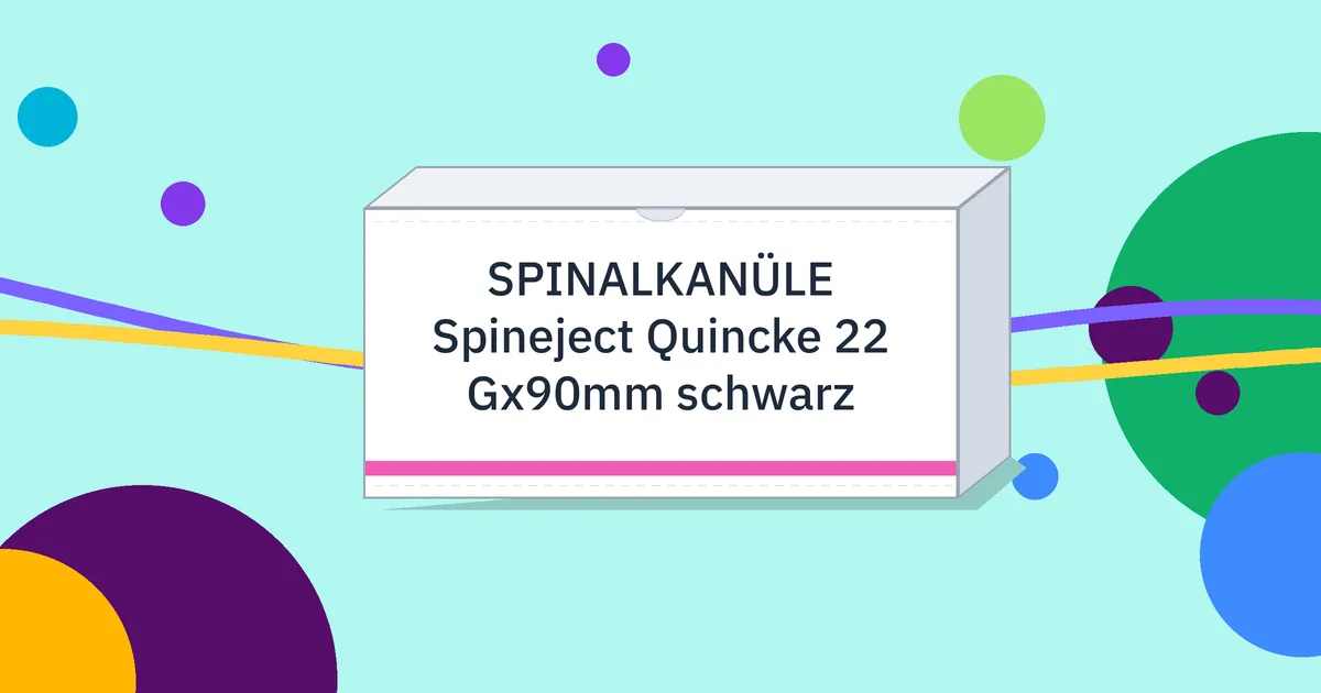 Symbolbild: Packung mit der Aufschrift SPINALKANÜLE Spineject Quincke 22 Gx90mm schwarz (PZN 16135647) – Verfügbarkeit und Bezug in Apotheken in Frankfurt am Main