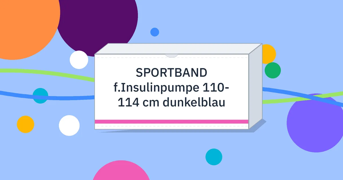 Symbolbild: Packung mit der Aufschrift SPORTBAND f.Insulinpumpe 110-114 cm dunkelblau (PZN 12461278) – Verfügbarkeit und Bezug in Apotheken in Frankfurt am Main