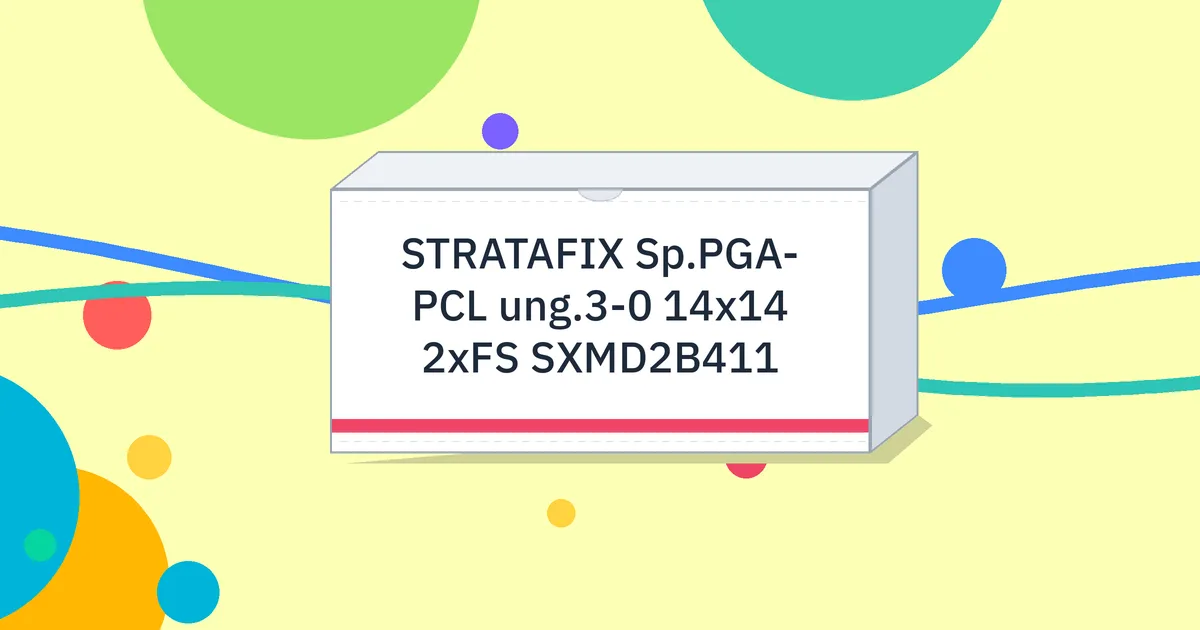 Symbolbild: Packung mit der Aufschrift STRATAFIX Sp.PGA-PCL ung.3-0 14x14 2xFS SXMD2B411 (PZN 20913613) – Verfügbarkeit und Bezug in Apotheken in Frankfurt am Main