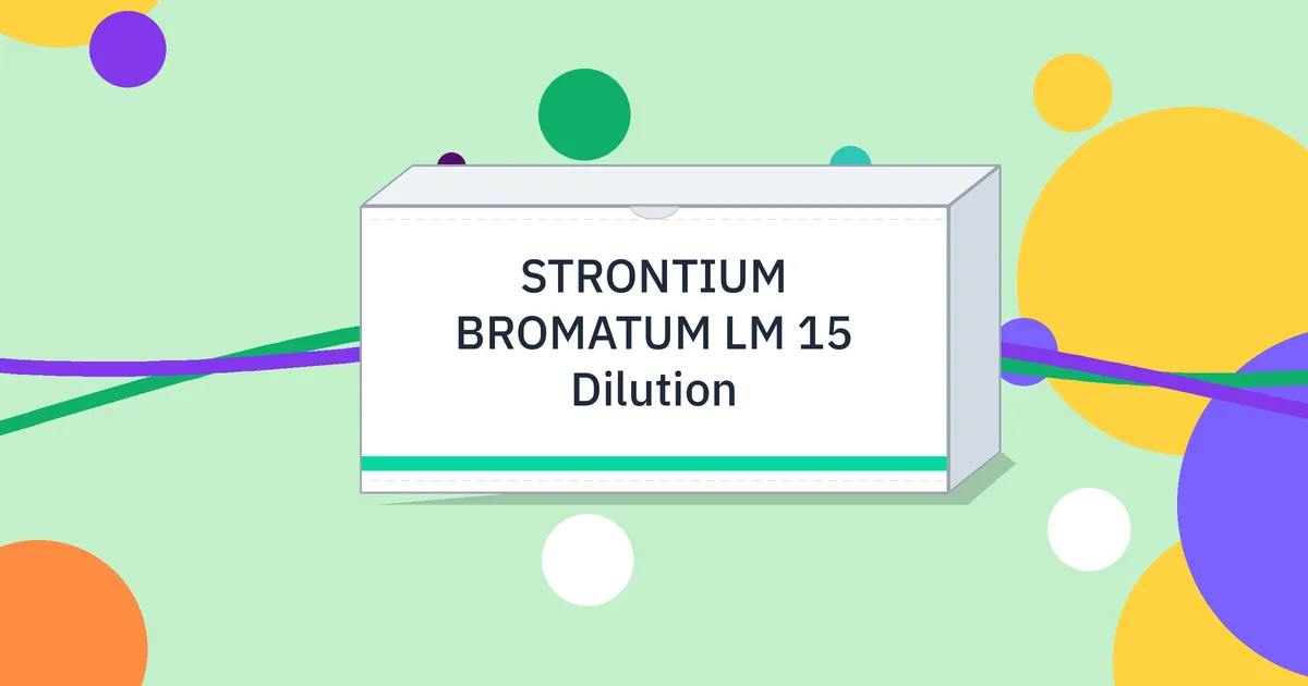 Symbolbild: Packung mit der Aufschrift STRONTIUM BROMATUM LM 15 Dilution (PZN 13202768) – Verfügbarkeit und Bezug in Apotheken in Frankfurt am Main