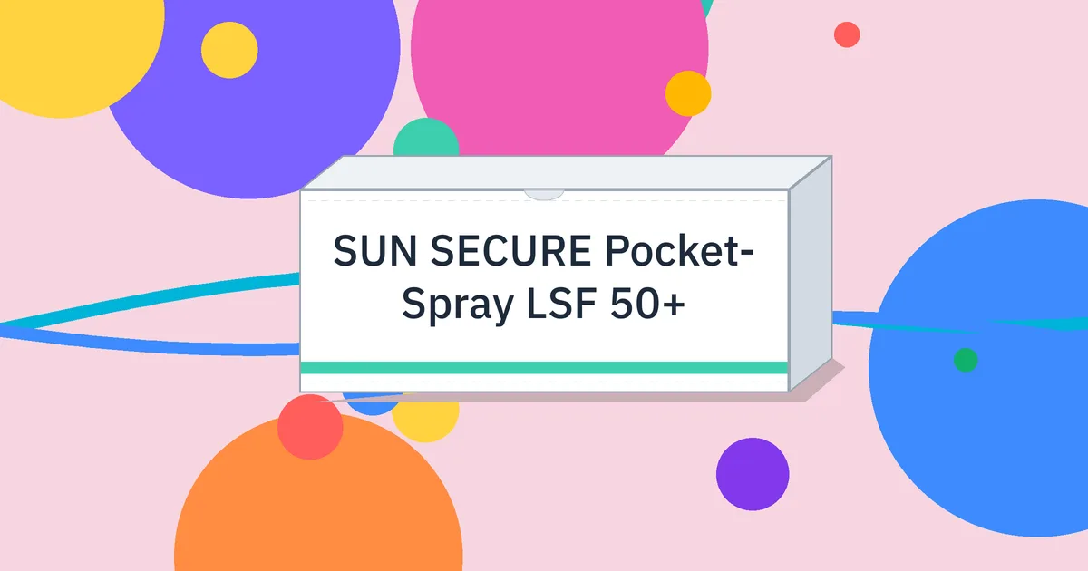 Symbolbild: Packung mit der Aufschrift SUN SECURE Pocket-Spray LSF 50+ (PZN 20788444) – Verfügbarkeit und Bezug in Apotheken in Frankfurt am Main
