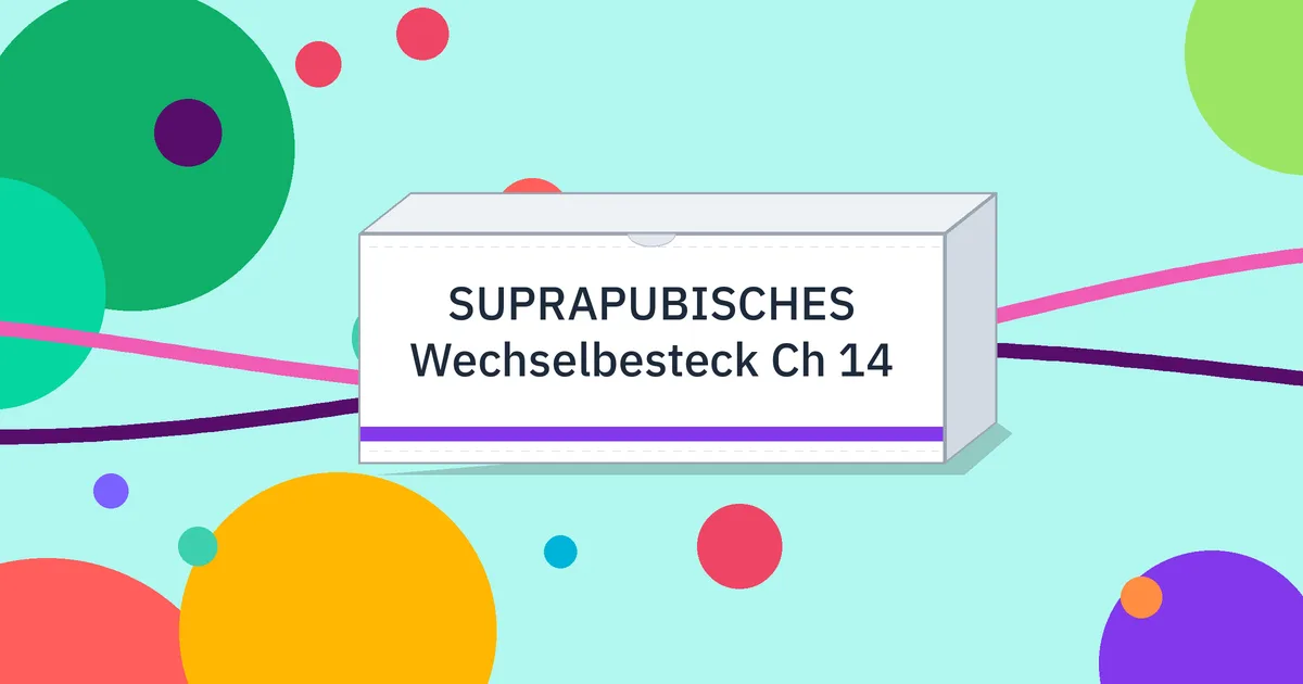 Symbolbild: Packung mit der Aufschrift SUPRAPUBISCHES Wechselbesteck Ch 14 (PZN 09061492) – Verfügbarkeit und Bezug in Apotheken in Frankfurt am Main