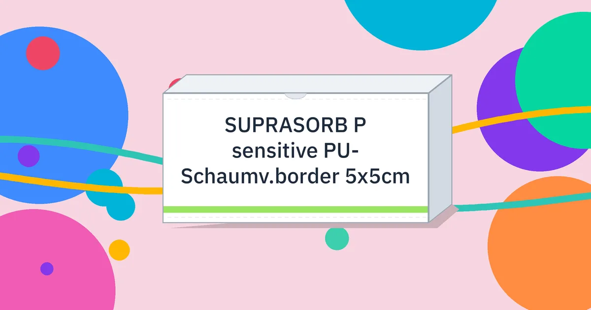 Symbolbild: Packung mit der Aufschrift SUPRASORB P sensitive PU-Schaumv.border 5x5cm (PZN 16259094) – Verfügbarkeit und Bezug in Apotheken in Frankfurt am Main
