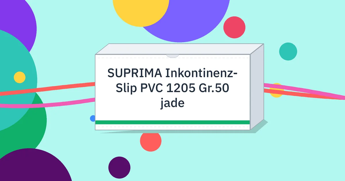 Symbolbild: Packung mit der Aufschrift SUPRIMA Inkontinenz-Slip PVC 1205 Gr.50 jade (PZN 00416427) – Verfügbarkeit und Bezug in Apotheken in Frankfurt am Main