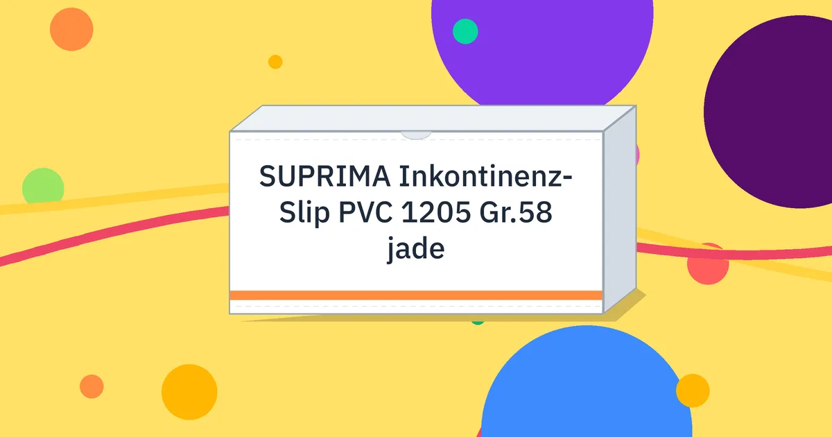 Symbolbild: Packung mit der Aufschrift SUPRIMA Inkontinenz-Slip PVC 1205 Gr.58 jade (PZN 00416700) – Verfügbarkeit und Bezug in Apotheken in Frankfurt am Main