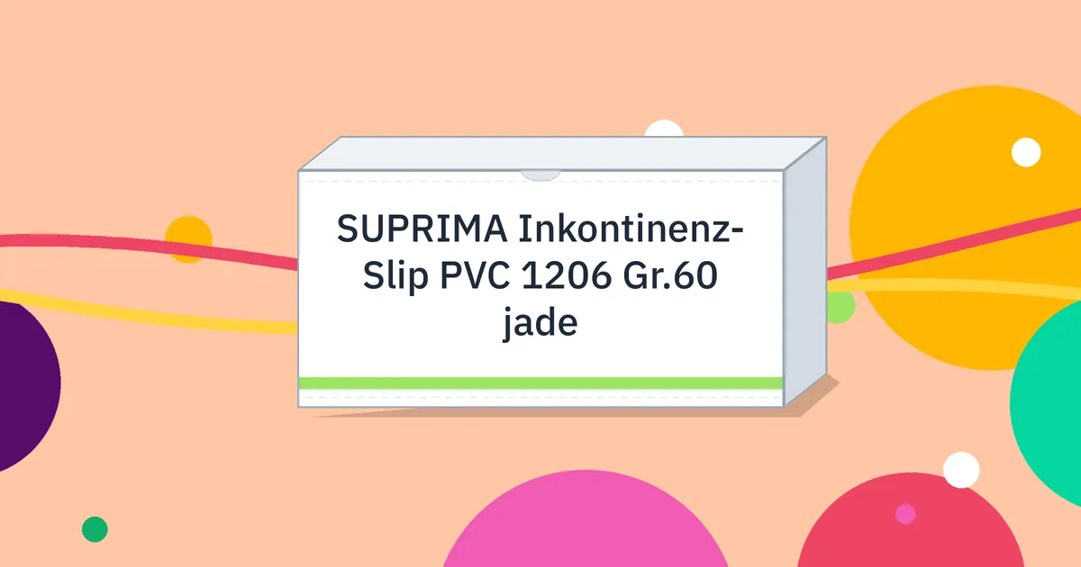 Symbolbild: Packung mit der Aufschrift SUPRIMA Inkontinenz-Slip PVC 1206 Gr.60 jade (PZN 00449697) – Verfügbarkeit und Bezug in Apotheken in Frankfurt am Main