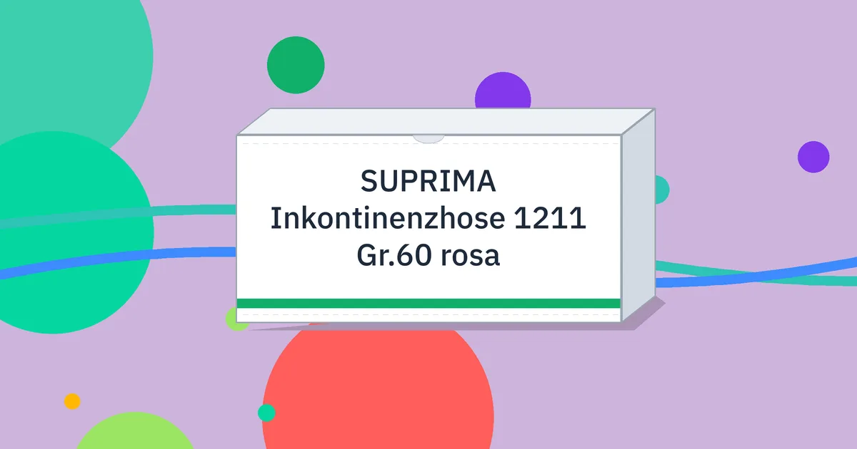 Symbolbild: Packung mit der Aufschrift SUPRIMA Inkontinenzhose 1211 Gr.60 rosa (PZN 03023562) – Verfügbarkeit und Bezug in Apotheken in Frankfurt am Main