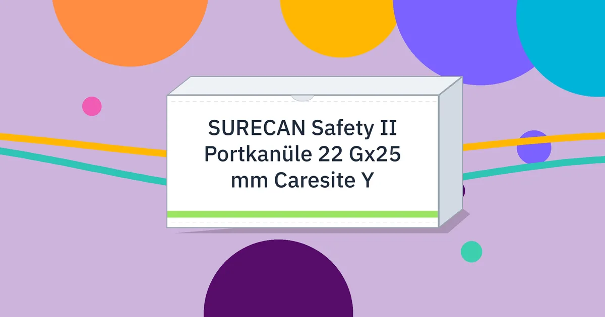 Symbolbild: Packung mit der Aufschrift SURECAN Safety II Portkanüle 22 Gx25 mm Caresite Y (PZN 12647178) – Verfügbarkeit und Bezug in Apotheken in Frankfurt am Main