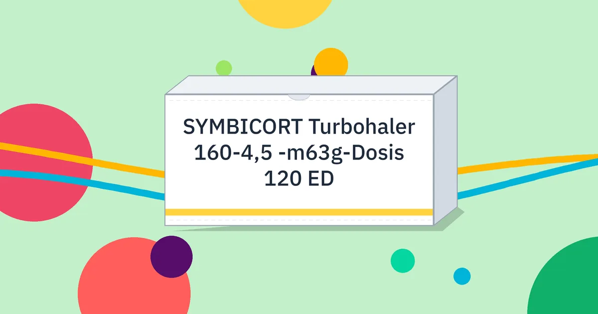 Symbolbild: Packung mit der Aufschrift SYMBICORT Turbohaler 160-4,5 -m63g-Dosis 120 ED (PZN 09303630) – Verfügbarkeit und Bezug in Apotheken in Frankfurt am Main