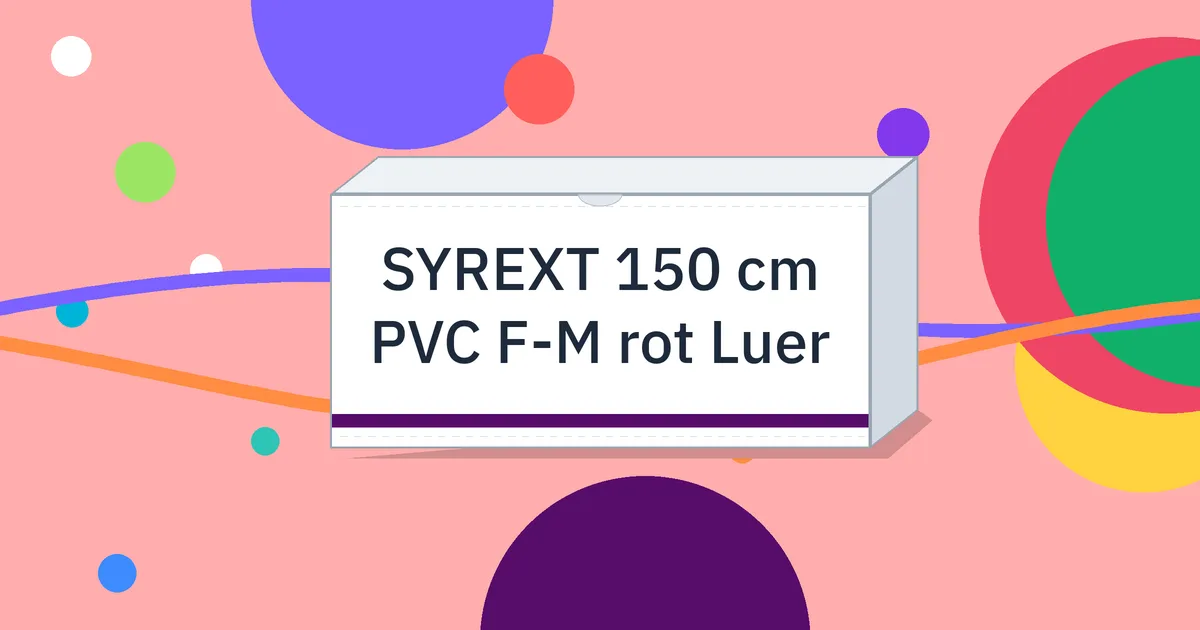 Symbolbild: Packung mit der Aufschrift SYREXT 150 cm PVC F-M rot Luer (PZN 17898465) – Verfügbarkeit und Bezug in Apotheken in Frankfurt am Main
