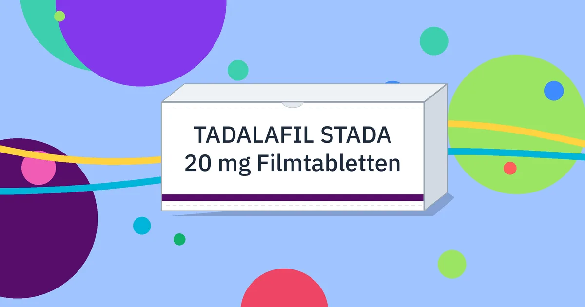 Symbolbild: Packung mit der Aufschrift TADALAFIL STADA 20 mg Filmtabletten (PZN 12588702) – Verfügbarkeit und Bezug in Apotheken in Frankfurt am Main