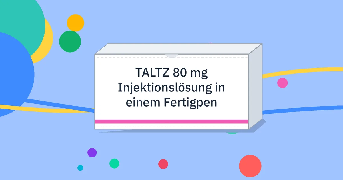 Symbolbild: Packung mit der Aufschrift TALTZ 80 mg Injektionslösung in einem Fertigpen (PZN 13349804) – Verfügbarkeit und Bezug in Apotheken in Frankfurt am Main