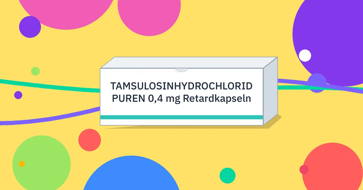 Symbolbild: Packung mit der Aufschrift TAMSULOSINHYDROCHLORID PUREN 0,4 mg Retardkapseln (PZN 16313793) – Verfügbarkeit und Bezug in Apotheken in Frankfurt am Main