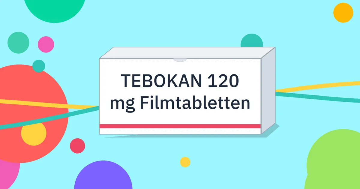 Symbolbild: Packung mit der Aufschrift TEBOKAN 120 mg Filmtabletten (PZN 13753155) – Verfügbarkeit und Bezug in Apotheken in Frankfurt am Main