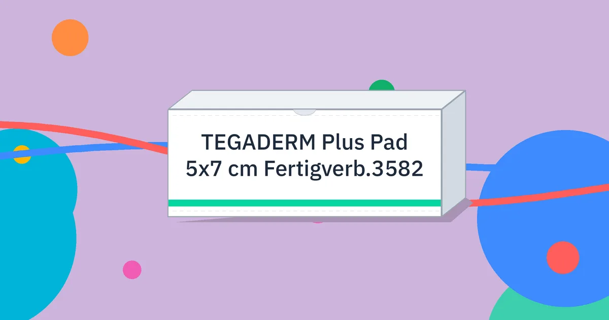 Symbolbild: Packung mit der Aufschrift TEGADERM Plus Pad 5x7 cm Fertigverb.3582 (PZN 05355297) – Verfügbarkeit und Bezug in Apotheken in Frankfurt am Main