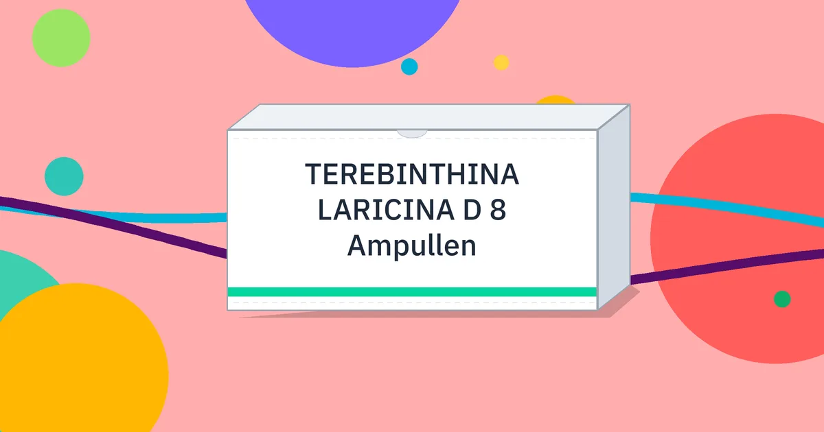 Symbolbild: Packung mit der Aufschrift TEREBINTHINA LARICINA D 8 Ampullen (PZN 02891374) – Verfügbarkeit und Bezug in Apotheken in Frankfurt am Main