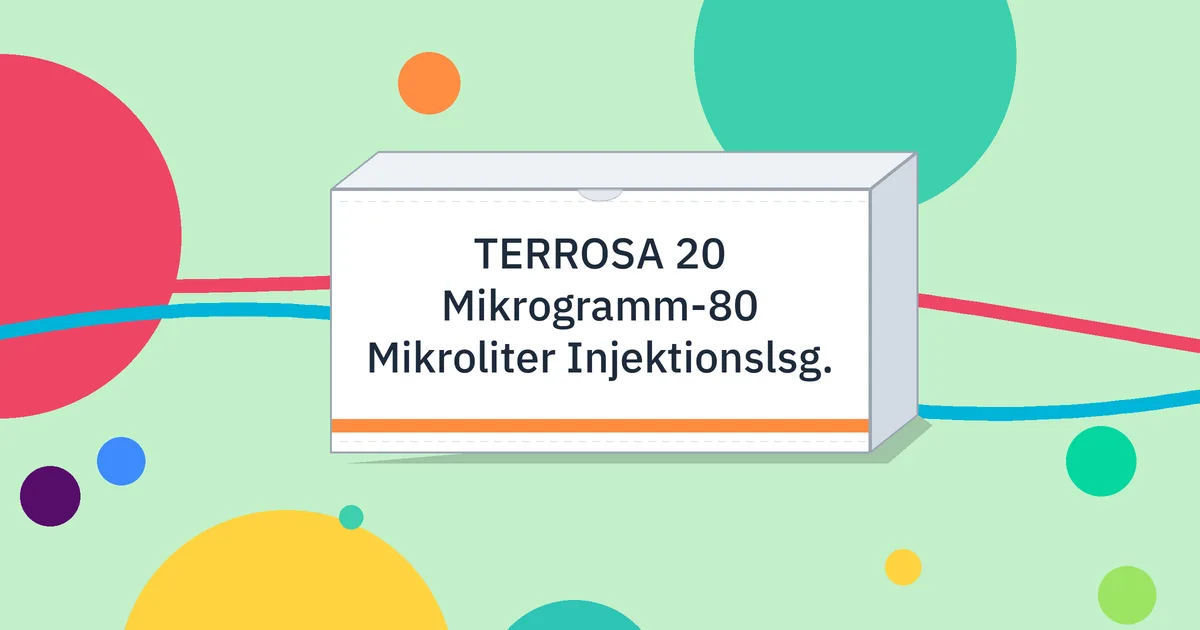 Symbolbild: Packung mit der Aufschrift TERROSA 20 Mikrogramm-80 Mikroliter Injektionslsg. (PZN 16132028) – Verfügbarkeit und Bezug in Apotheken in Frankfurt am Main