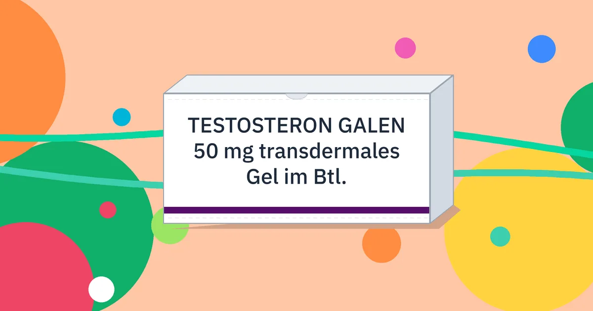 Symbolbild: Packung mit der Aufschrift TESTOSTERON GALEN 50 mg transdermales Gel im Btl. (PZN 17949406) – Verfügbarkeit und Bezug in Apotheken in Frankfurt am Main