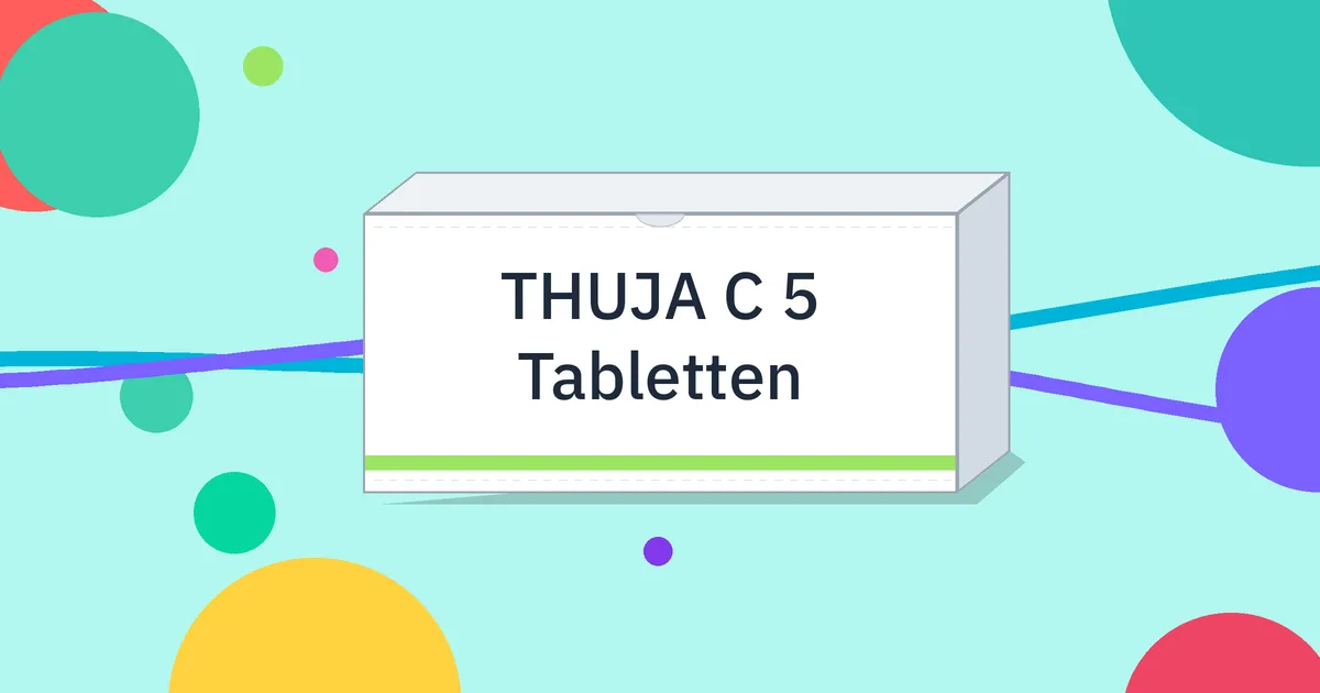 Symbolbild: Packung mit der Aufschrift THUJA C 5 Tabletten (PZN 07182323) – Verfügbarkeit und Bezug in Apotheken in Frankfurt am Main