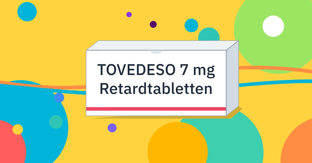 Symbolbild: Packung mit der Aufschrift TOVEDESO 7 mg Retardtabletten (PZN 12448013) – Verfügbarkeit und Bezug in Apotheken in Frankfurt am Main
