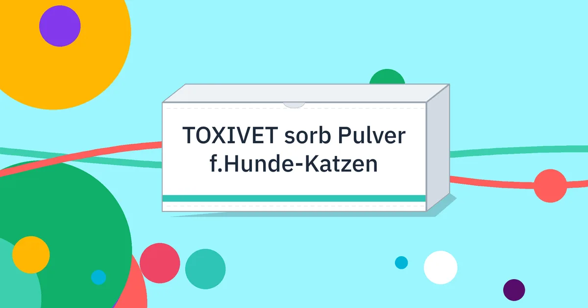 Symbolbild: Packung mit der Aufschrift TOXIVET sorb Pulver f.Hunde-Katzen (PZN 12339092) – Verfügbarkeit und Bezug in Apotheken in Frankfurt am Main