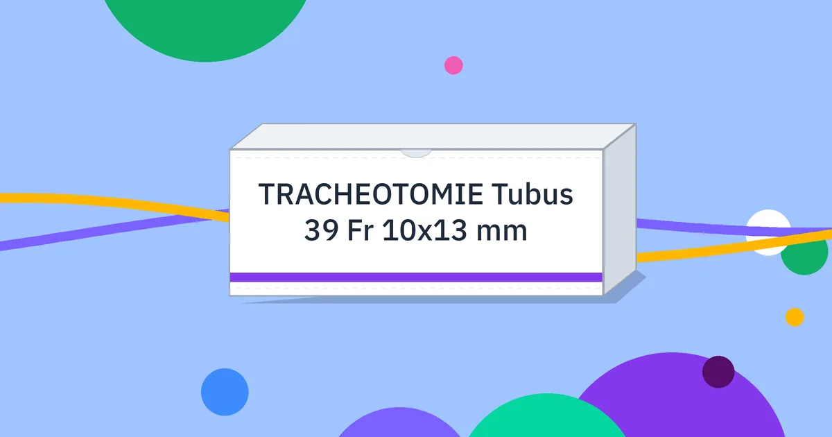 Symbolbild: Packung mit der Aufschrift TRACHEOTOMIE Tubus 39 Fr 10x13 mm (PZN 00912126) – Verfügbarkeit und Bezug in Apotheken in Frankfurt am Main