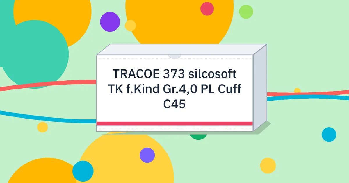 Symbolbild: Packung mit der Aufschrift TRACOE 373 silcosoft TK f.Kind Gr.4,0 PL Cuff C45 (PZN 14317232) – Verfügbarkeit und Bezug in Apotheken in Frankfurt am Main