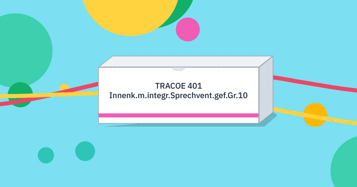 Symbolbild: Packung mit der Aufschrift TRACOE 401 Innenk.m.integr.Sprechvent.gef.Gr.10 (PZN 02723369) – Verfügbarkeit und Bezug in Apotheken in Frankfurt am Main