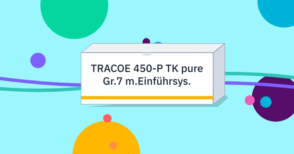 Symbolbild: Packung mit der Aufschrift TRACOE 450-P TK pure Gr.7 m.Einführsys. (PZN 06939600) – Verfügbarkeit und Bezug in Apotheken in Frankfurt am Main
