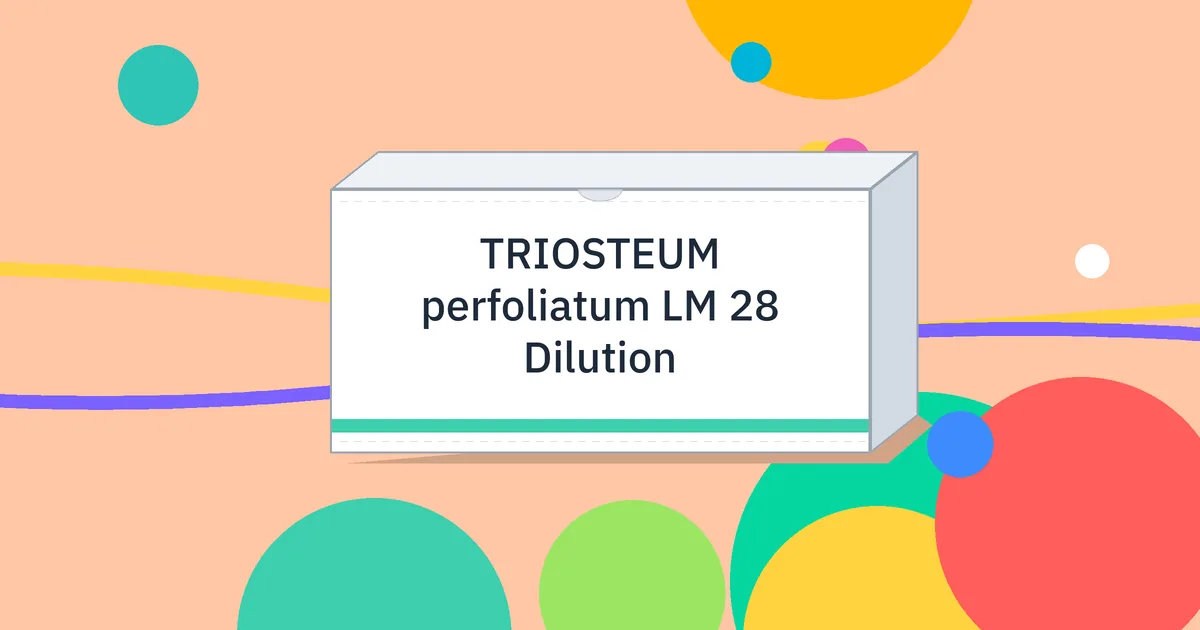 Symbolbild: Packung mit der Aufschrift TRIOSTEUM perfoliatum LM 28 Dilution (PZN 13227797) – Verfügbarkeit und Bezug in Apotheken in Frankfurt am Main