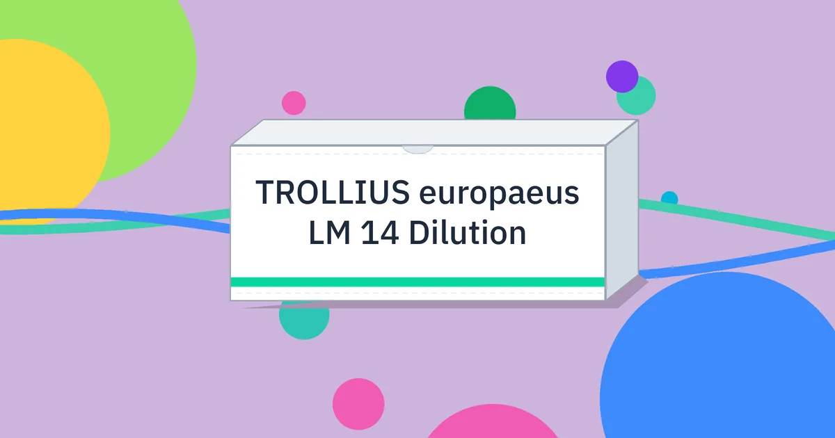 Symbolbild: Packung mit der Aufschrift TROLLIUS europaeus LM 14 Dilution (PZN 13252559) – Verfügbarkeit und Bezug in Apotheken in Frankfurt am Main