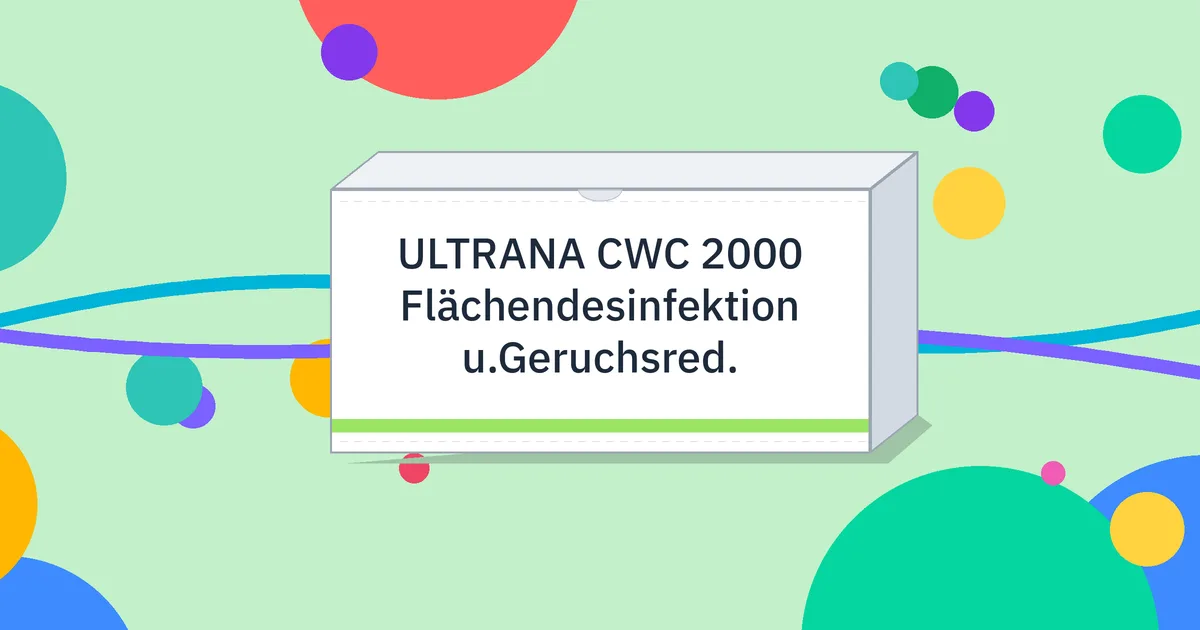 Symbolbild: Packung mit der Aufschrift ULTRANA CWC 2000 Flächendesinfektion u.Geruchsred. (PZN 13814738) – Verfügbarkeit und Bezug in Apotheken in Frankfurt am Main