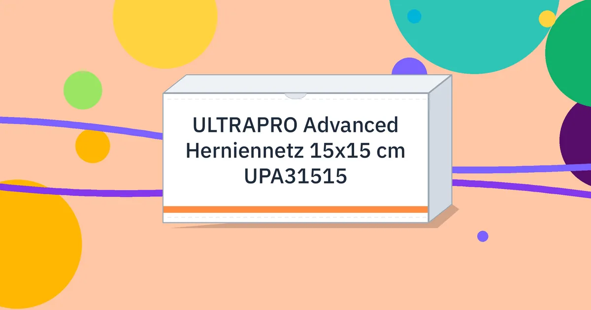 Symbolbild: Packung mit der Aufschrift ULTRAPRO Advanced Herniennetz 15x15 cm UPA31515 (PZN 20854879) – Verfügbarkeit und Bezug in Apotheken in Frankfurt am Main