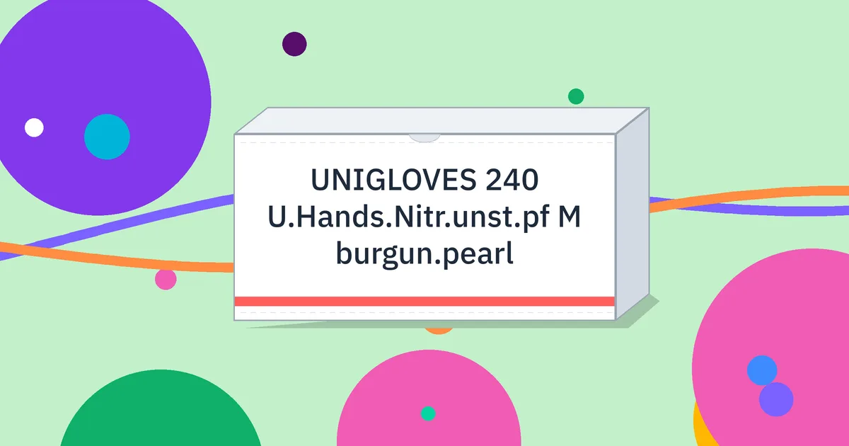 Symbolbild: Packung mit der Aufschrift UNIGLOVES 240 U.Hands.Nitr.unst.pf M burgun.pearl (PZN 19525188) – Verfügbarkeit und Bezug in Apotheken in Frankfurt am Main