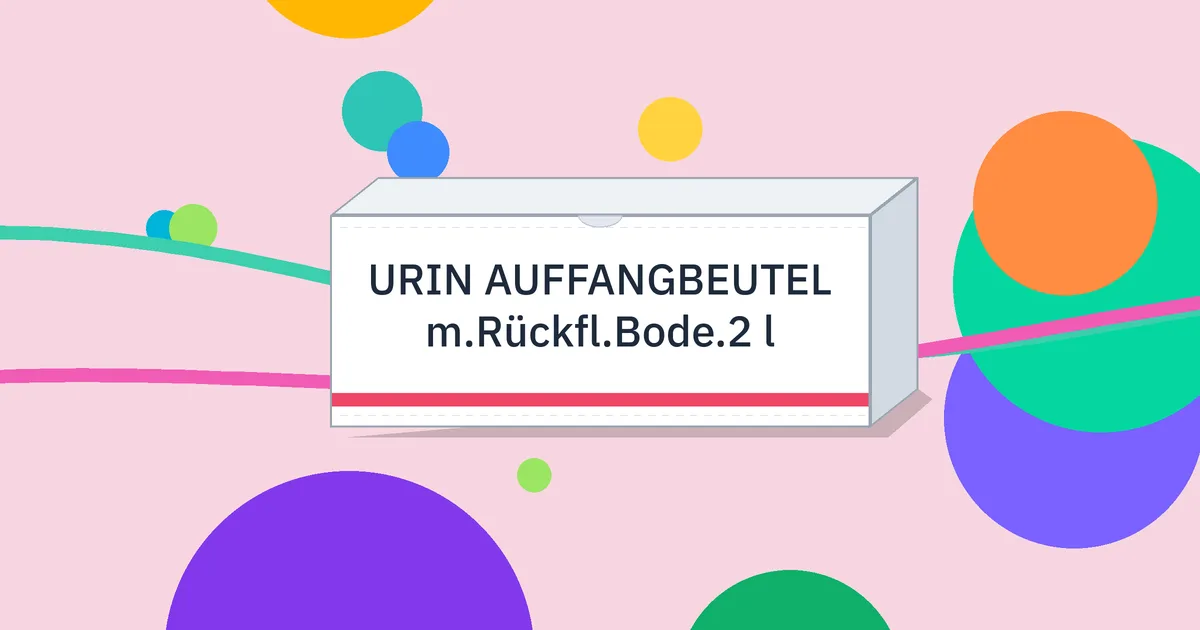 Symbolbild: Packung mit der Aufschrift URIN AUFFANGBEUTEL m.Rückfl.Bode.2 l (PZN 02445315) – Verfügbarkeit und Bezug in Apotheken in Frankfurt am Main