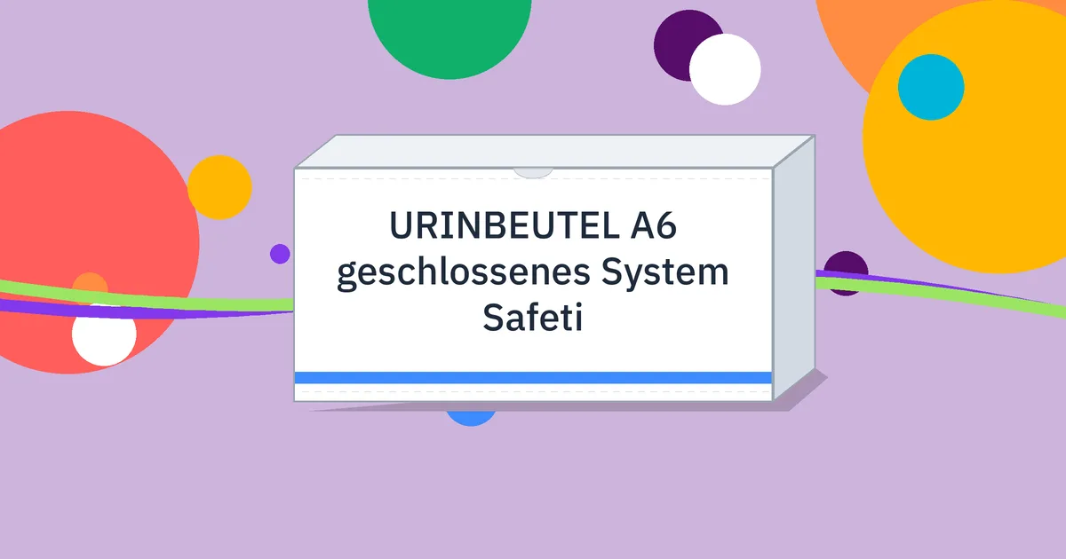 Symbolbild: Packung mit der Aufschrift URINBEUTEL A6 geschlossenes System Safeti (PZN 07047944) – Verfügbarkeit und Bezug in Apotheken in Frankfurt am Main