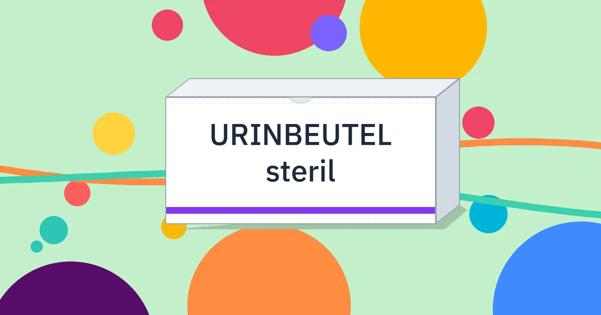 Symbolbild: Packung mit der Aufschrift URINBEUTEL steril (PZN 03826864) – Verfügbarkeit und Bezug in Apotheken in Frankfurt am Main